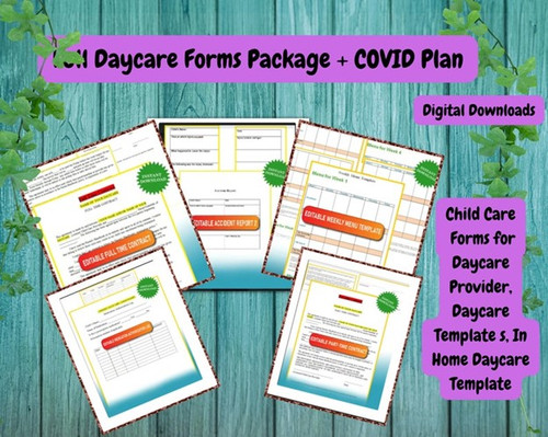 Full Daycare Forms Package + COVID Plan, Child Care Forms for Daycare ...