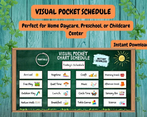 VISUAL POCKET SCHEDULE/ Perfect for Home Daycare, Preschool, or ...