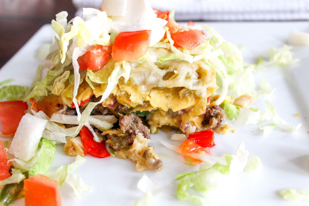 Ground Beef Salsa Verde Enchilada Bake