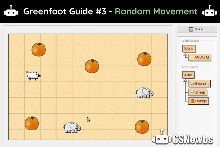 Greenfoot Guide #3 | Random Movement | csnewbs