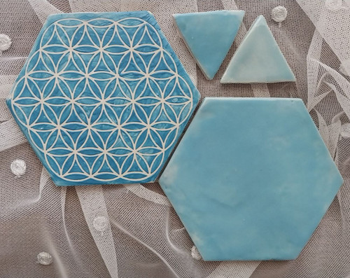 Hexagon Flower of Life Turquoise Australian Handmade Designer Tile ...