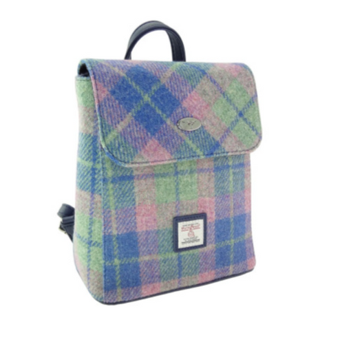 Harris Tweed 'Tummel' Mini Backpack in Soft Blue and Pink Buchanan ...