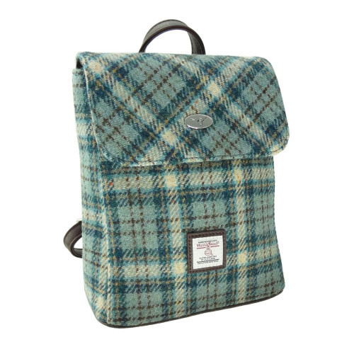Harris Tweed 'Tummel' Mini Backpack in Duck Egg and Cream Check | The ...
