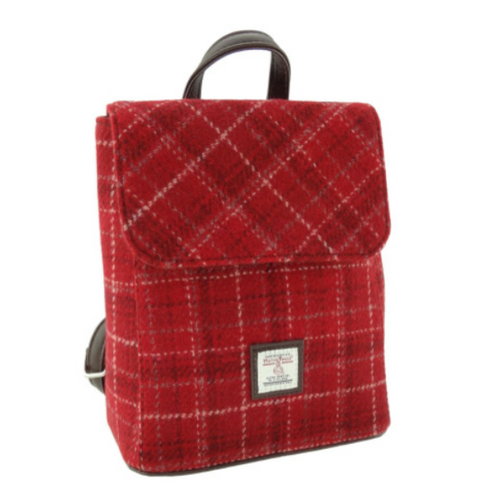 Harris Tweed 'Tummel' Mini Backpack in Red Check | The Paper Gallery
