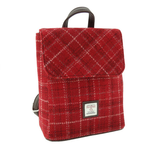 Harris Tweed 'Tummel' Mini Backpack in Red Check | The Paper Gallery