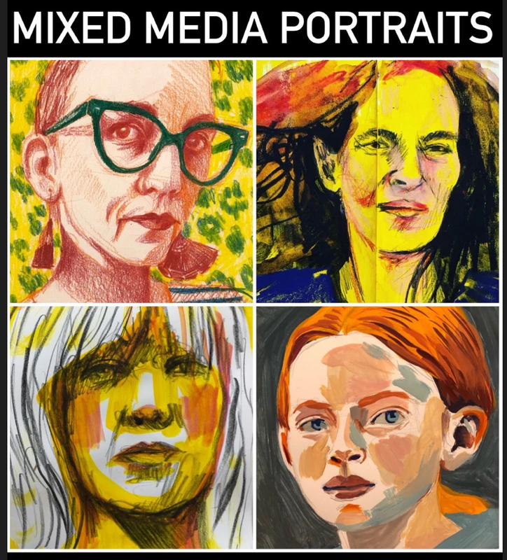 Mixed Media Portraits WORKSHOP | blueshineart