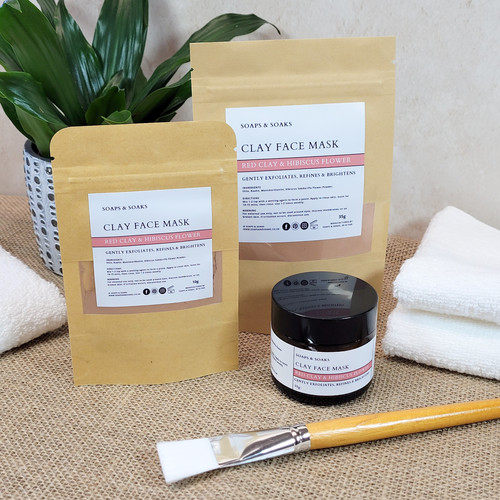 Natural Clay Mask | Red Clay and Hibiscus Flower. | Soaps & Soaks
