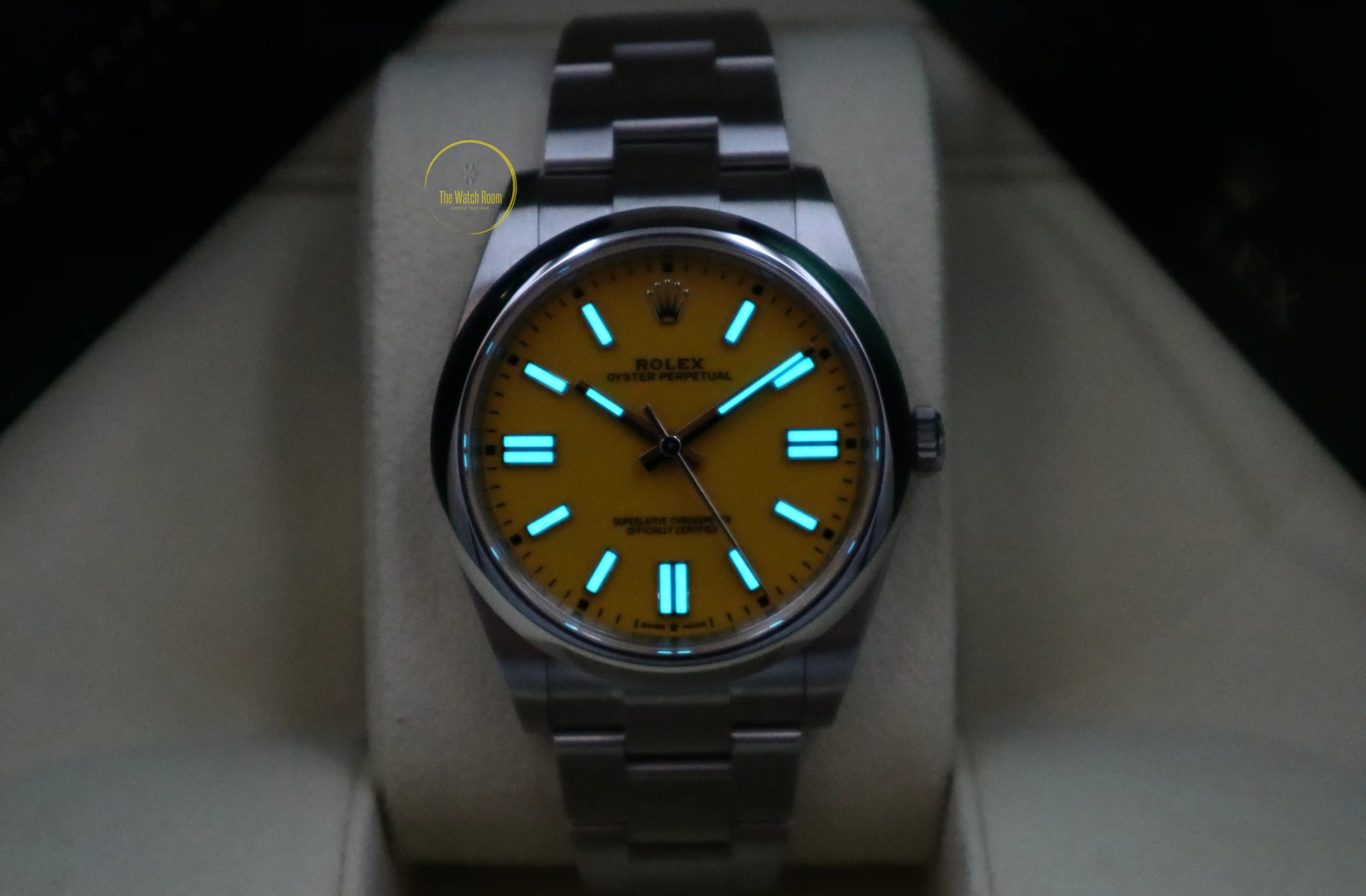 Rolex Oyster Perpetual 41 Yellow Dial 124300 - 2021 | The Watch Room