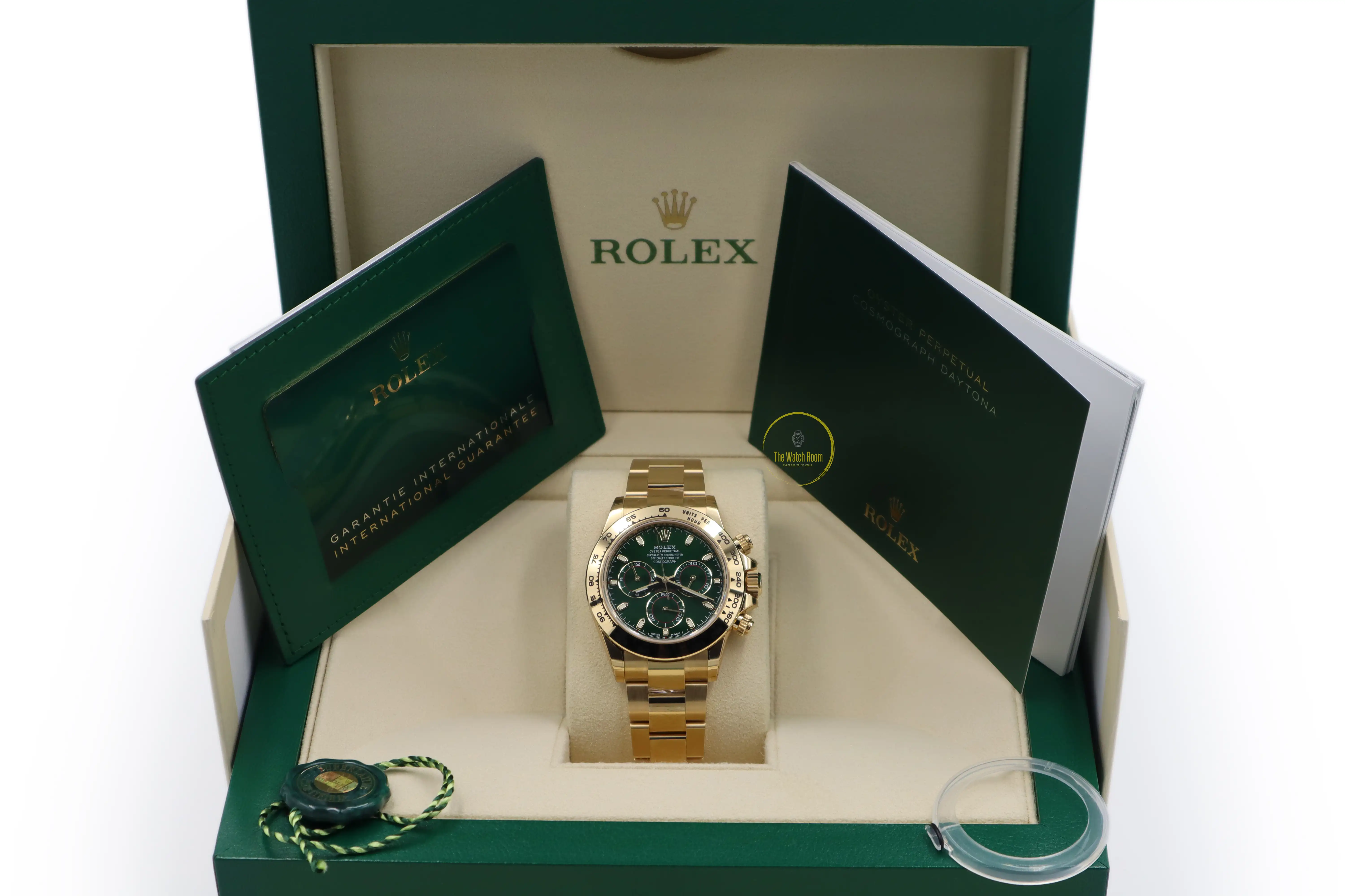 Rolex Cosmograph Daytona Yellow Gold Green Dial 116508 - FULL FACTORY ...