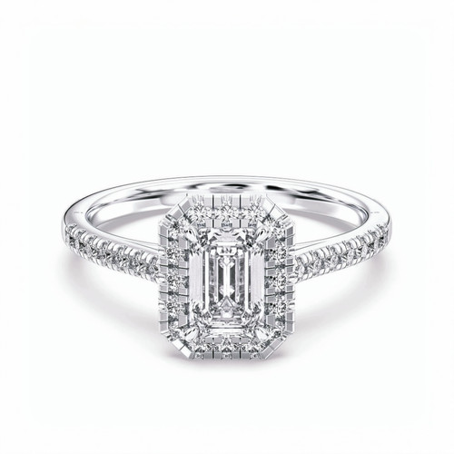 The Internal Strength Ring | Emerald Lab-Diamond Hidden Halo Ring | I ...