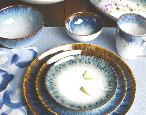 Cypress Grove Navy Lead and Cadmium Free Stoneware Dinnerware Set