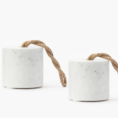 White Stone and Rope Door Stops // Decorative Door Stop Sets