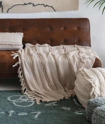 Textured Natural Throw Blanket | OEKO TEX cotton throw