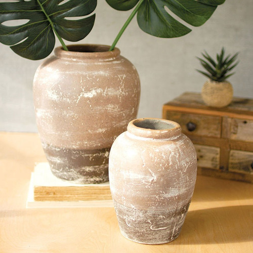 East Indies Ceramic Pottery Vase, Set of 2 | Healthier Homes