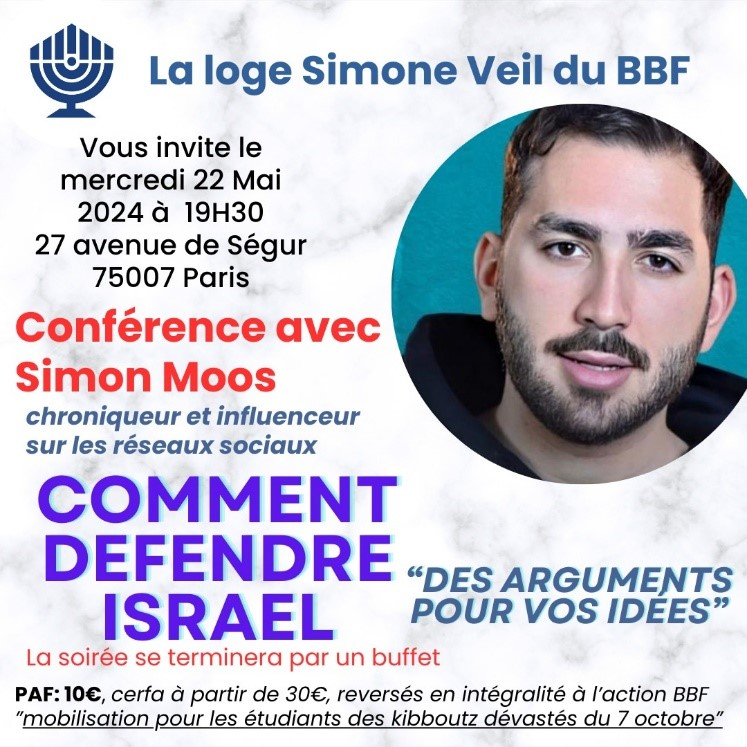 Comment défendre Israël, conférence avec Simon Moos | B'nai B'rith Budapest Páholy
