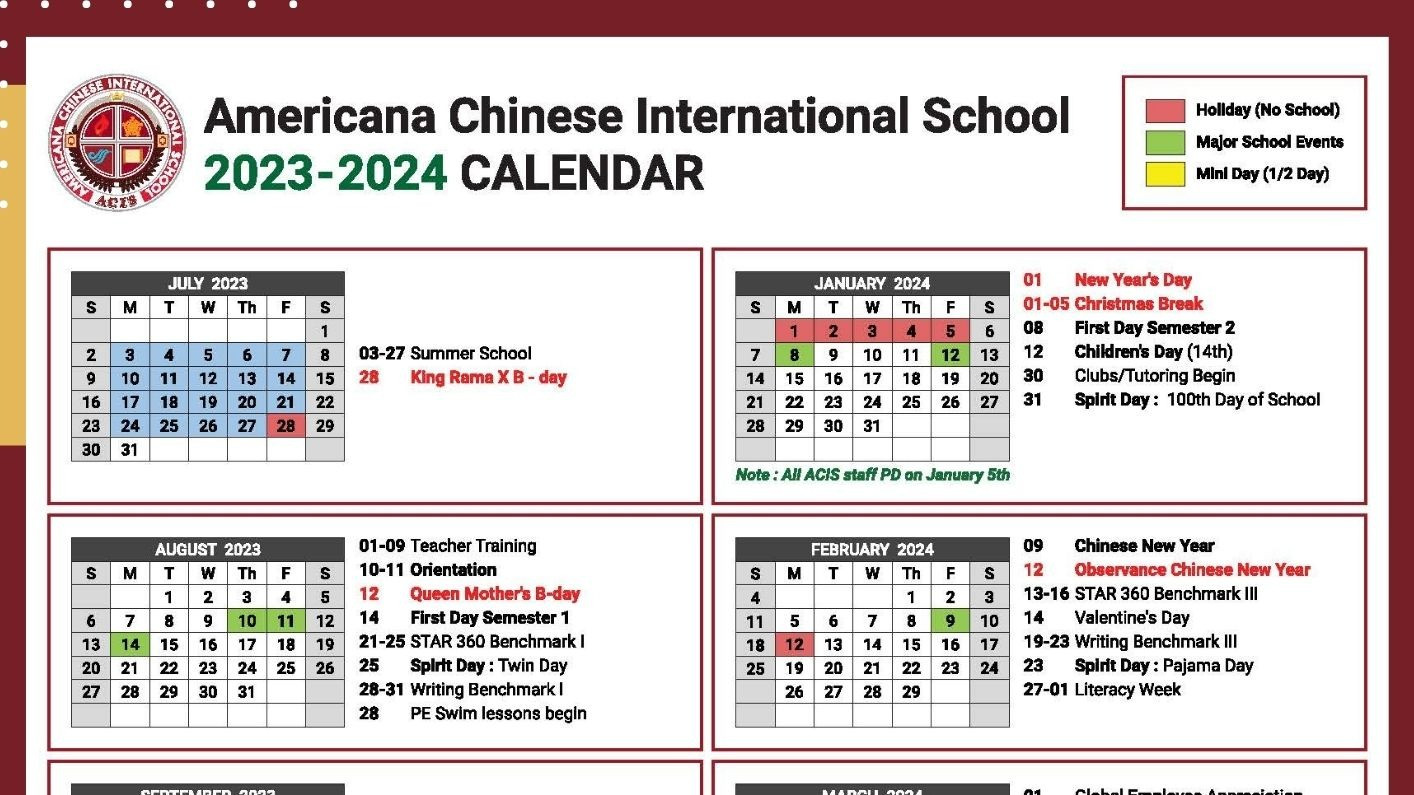 Important Update: 2023-2024 Academic Calendar | Americana Chinese ...