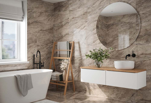 Mercury Stone Porcelain Polished Tile 600x300mm | CurvaStone