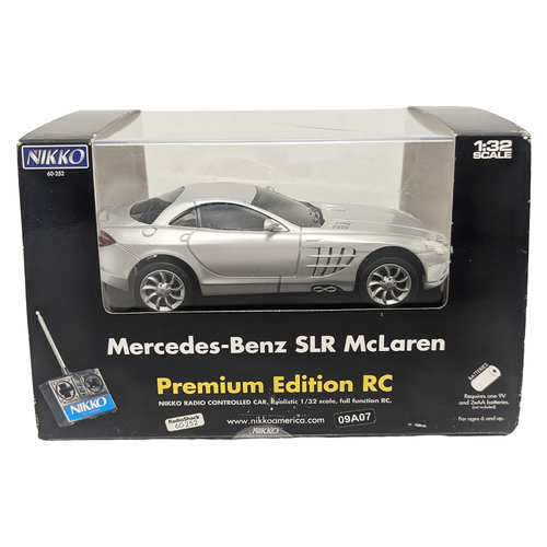 VINTAGE NIKKO 1:32 SCALE RC MERCEDES-BENZ SLR MCLAREN SILVER CAR (BOX ...