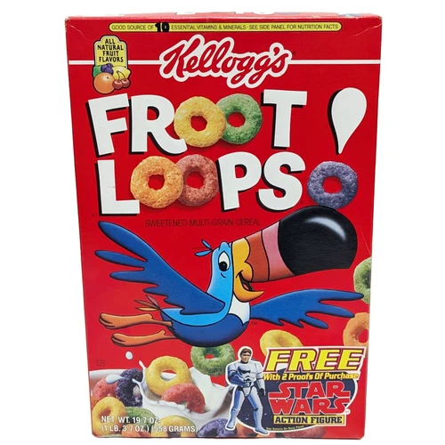 VINTAGE 1995 KELLOGG'S FROOT LOOPS CEREAL W STAR WARS HAN SOLO ...