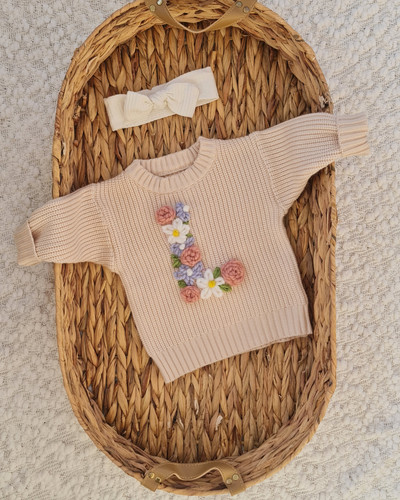 L is For... Hand Embroidered Jumper | Grey Rabbit Design