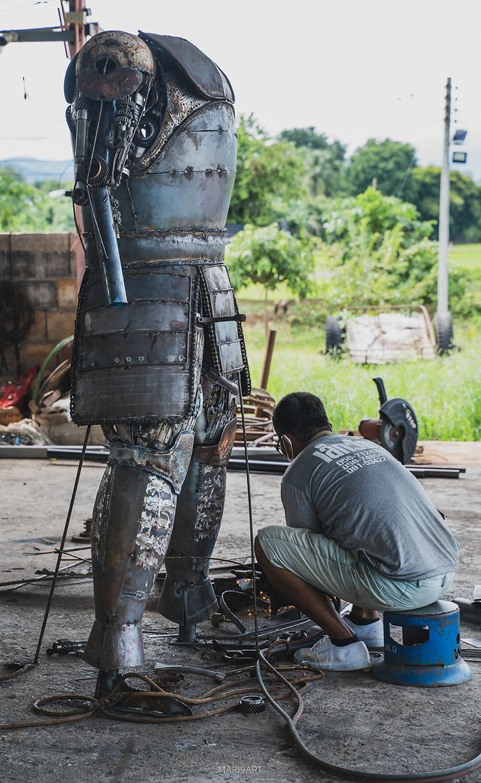 Help build a metal warrior statue with scrap metals recycled from the ...