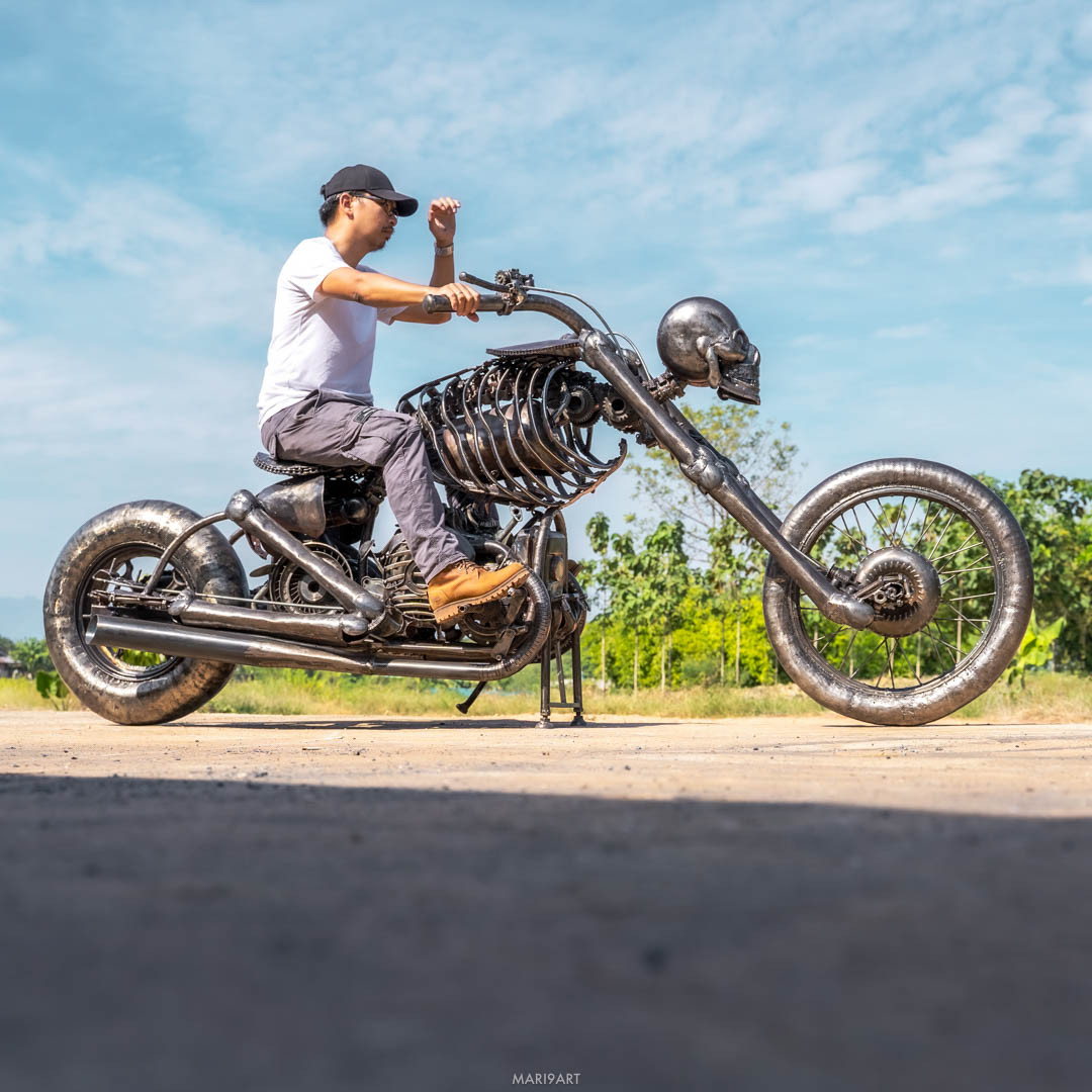 Bike metal art sculpture - stunning motorycycle made from scrap metal statue - Mari9art