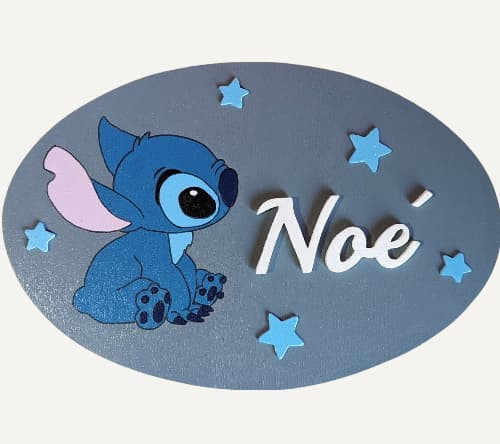 Plaque de chambre Stitch personnalisée en bois | Les créations en bois ...