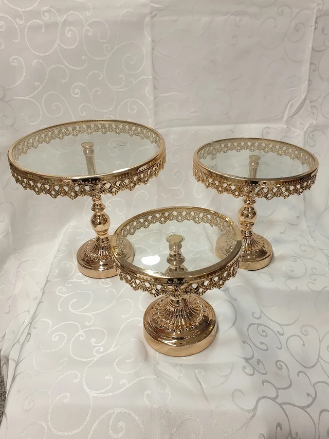 Support à gâteaux en métal +Cristal couleur Or ou argente ou rose gold ...