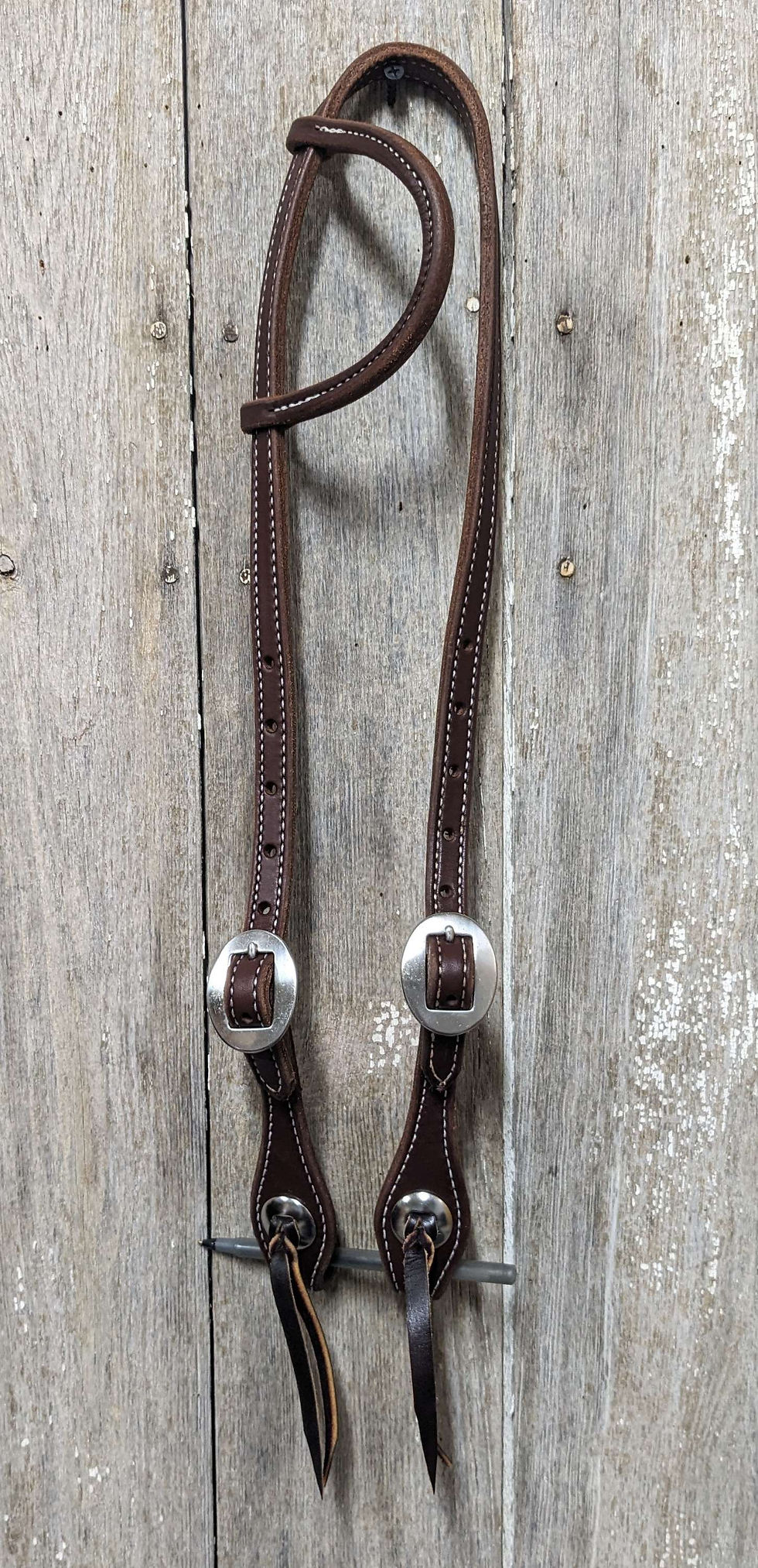 One Ear Work Headstall- Chrome Buckles and Conchos | RS Saddlery