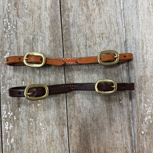 Flat Leather Chin Strap Brass Buckle | RS Saddlery