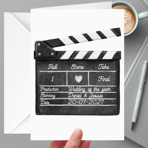 Personalised Clapper Board movie Wedding Card | Gifted Boxes