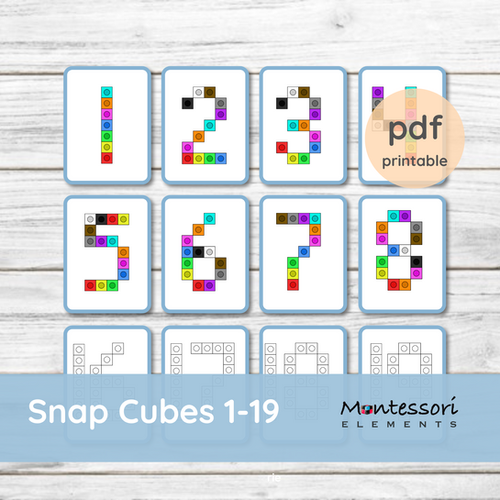 Snap Cubes - Numbers | Montessori Elements | Montessori Printables