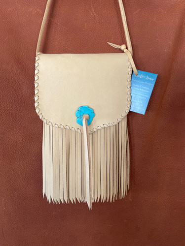 #84 Buckskin Purse With Turquoise Stone | purses