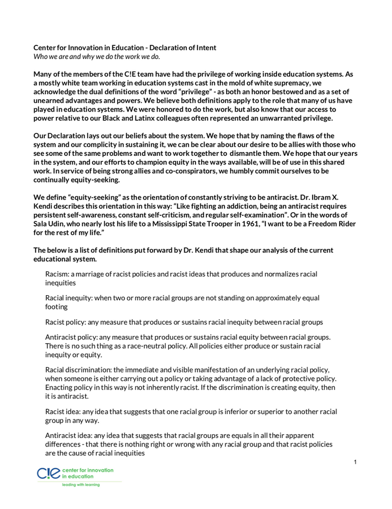 C!E Declaration of Intent