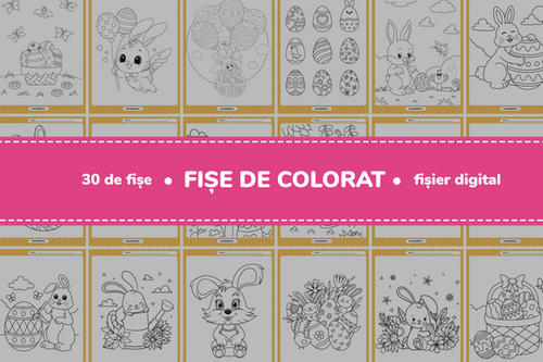 Fise de colorat de Paște - set de 30 fișe | beekid