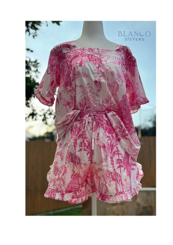 Vibing in pink- Pajama Cotton Set | Blanco Sisters