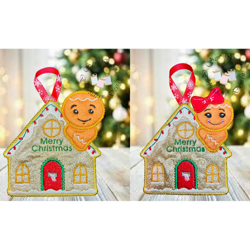 Gingerbread house boy and girl | Sew easy embroidery designs