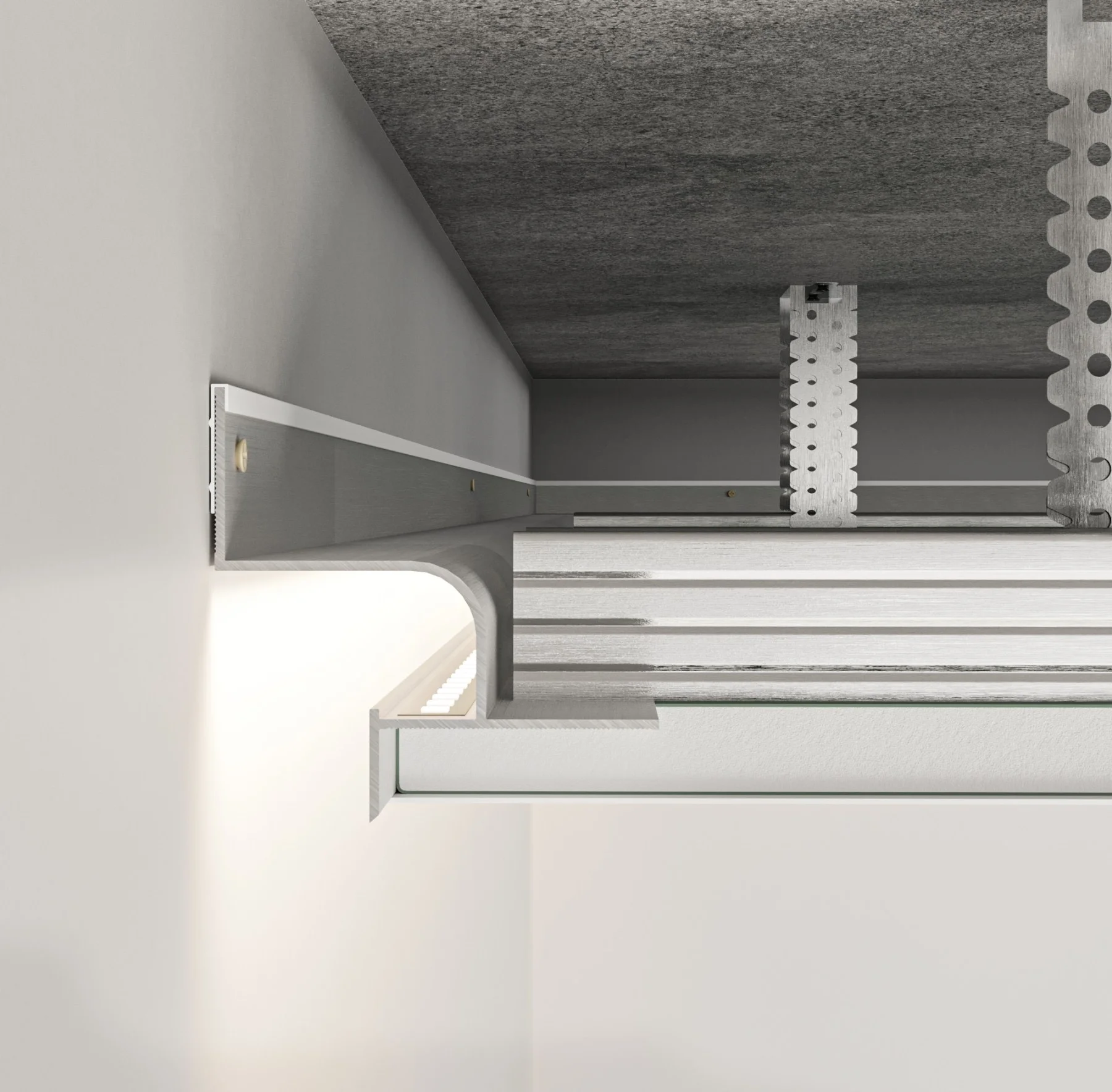 Aluminium Ceiling Shadow Gap Profile with LED Channel 22.5mm x 2500mm - AST201 | Fenda.co.uk