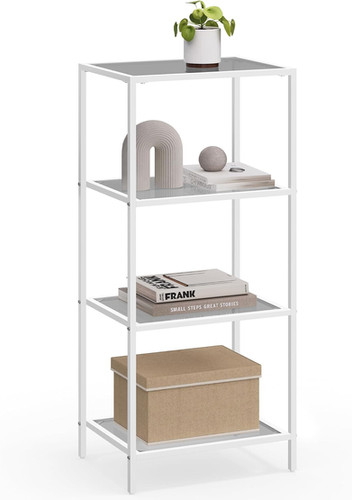 White 5-tier Glass Shelving Rack | Deal Depot