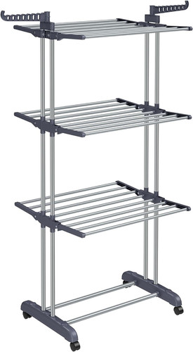 Silver Rolling Laundry Rack | Deal Depot