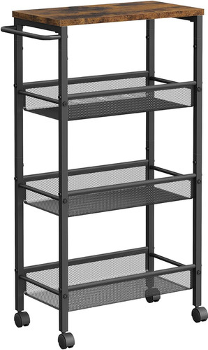 Black 4-tier Cart with Side Handle | Deal Depot