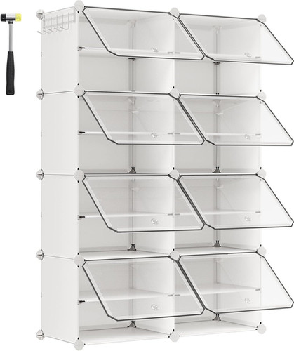 White 8-Slot Interlocking Panel Storage Unit | Deal Depot
