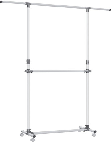 White Double Bar Clothes Rack | Deal Depot