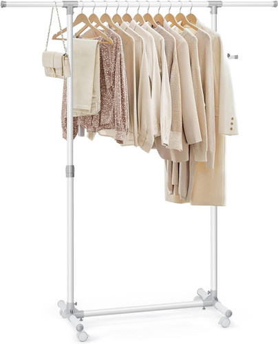 White Single Bar Clothes Rack | Deal Depot