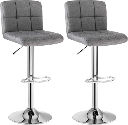 Gray Linen 2pc Bar Stools Set | Deal Depot