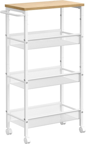 White 4-tier Cart with Side Handle | Deal Depot