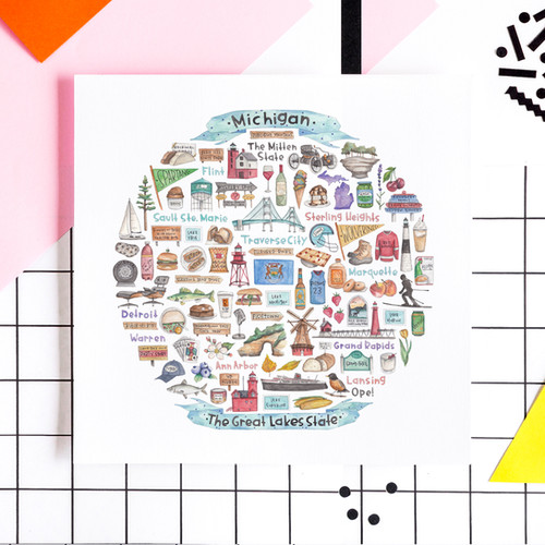 Michigan Icon Watercolor | greenblankystudio