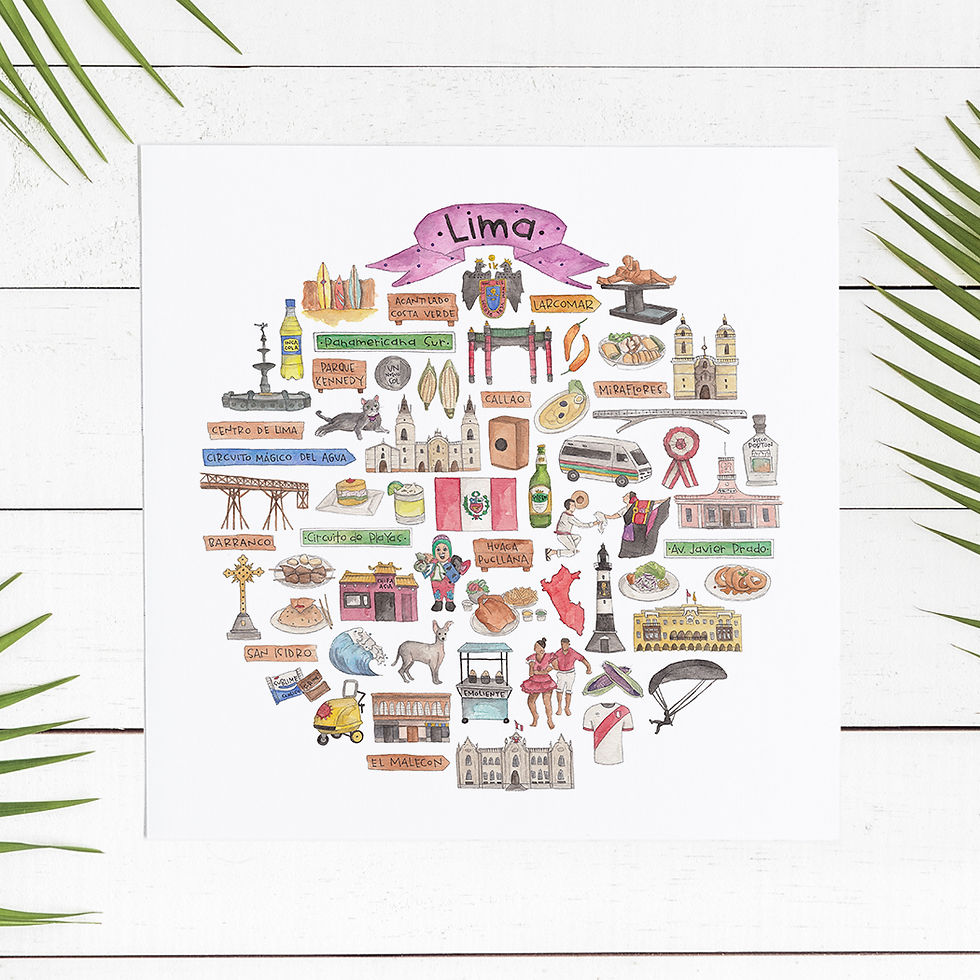 Lima, Peru Icon Watercolor | greenblankystudio
