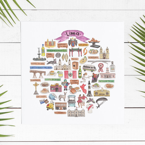 Lima, Peru Icon Watercolor | greenblankystudio