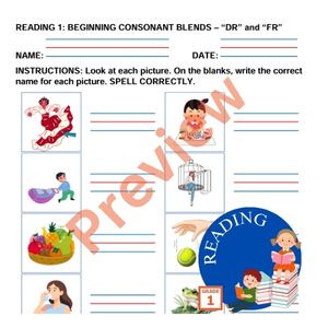 Reading 1 Beginning Consonant Blends DR and FR | Your Tutorial Center ...